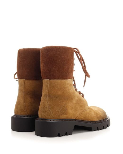 Loewe Suede 'sierra' Combat Boots in Brown | Lyst