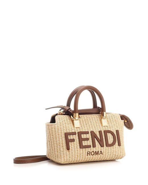 Fendi "graphy" Woven Straw Bowling Bag in Natural | Lyst