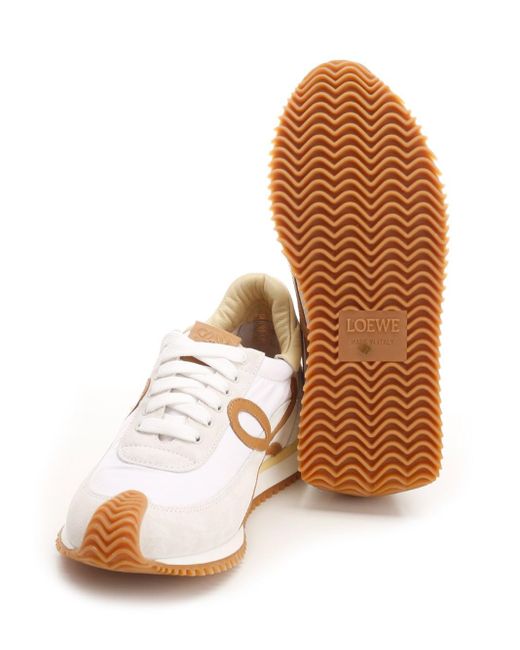 Loewe Flow Runner Monogram-Embroidered Suede Low-Top Trainers in White ...