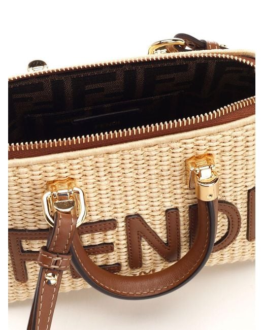 Fendi "graphy" Woven Straw Bowling Bag in Natural | Lyst