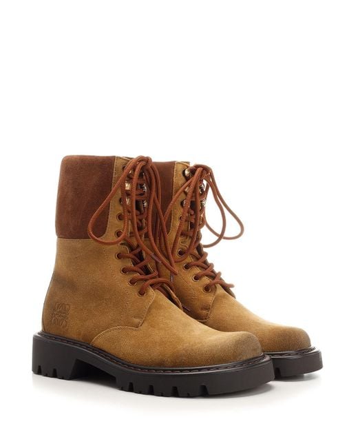 Loewe Suede 'sierra' Combat Boots in Brown | Lyst