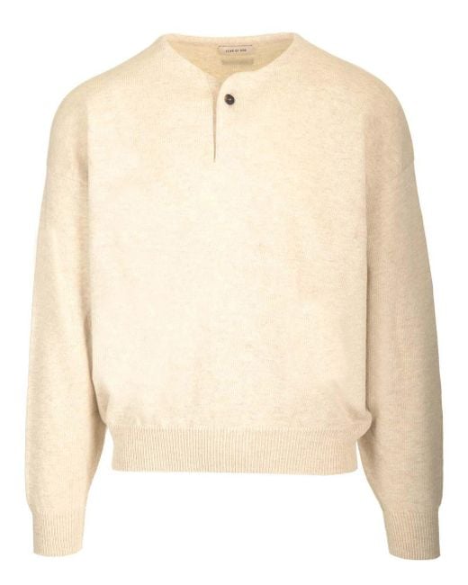 Fear Of God Henley In Extrafine Merino Wool in Natural for Men | Lyst