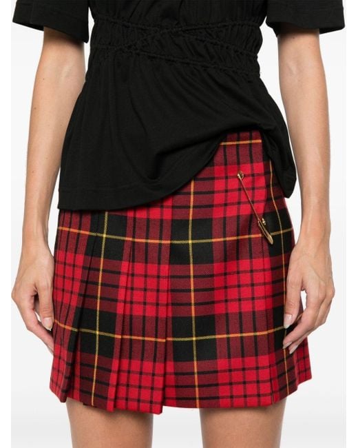 Alexander McQueen Tartan Mini Skirt in Red | Lyst