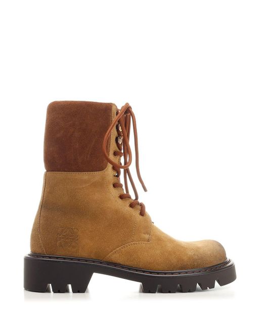 Loewe Suede 'sierra' Combat Boots in Brown | Lyst