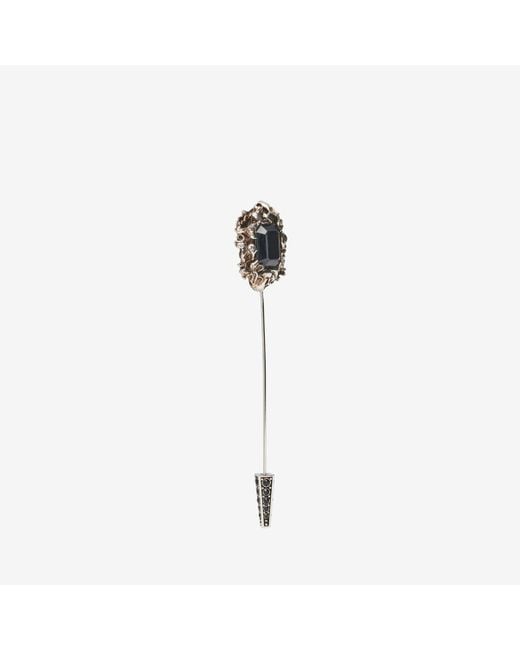 Alexander McQueen Silver Ivy Skull Pin Brooch in Metallic for Men | Lyst