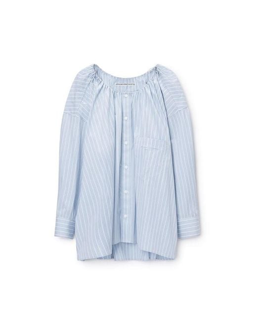 Alexander Wang Bungee Scoop Neck Mini Shirt Dress in Blue | Lyst UK