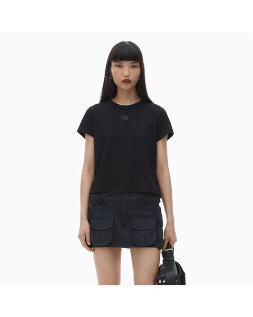 T By Alexander Wang Essential Shrunk T-Shirt in Black | Lyst UK