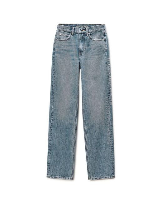 Alexander Wang Crystal Mirror Logo Ez Jean in Blue | Lyst UK