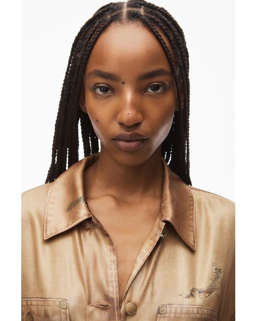 Alexander Wang Oversized Shirt In Workwewar Trompe-l'oeil Print in ...