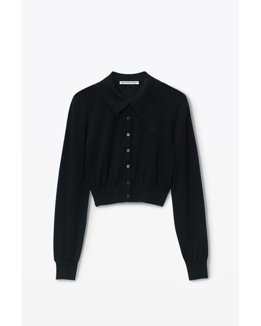Alexander Wang High-frequency Stacked Logo Cardigan In Merino Wool in ...