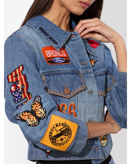 Alice + Olivia A+O X Bronco Denim Jacket in Blue | Lyst