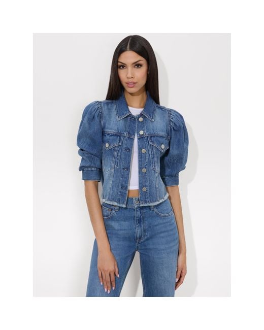 Alice + Olivia Lana Denim Jacket in Blue | Lyst
