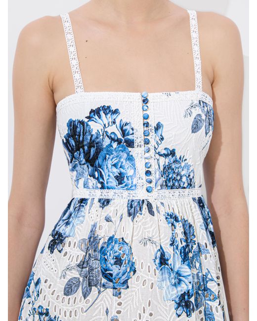 Alice + Olivia Fallon Babydoll Mini Dress in Blue | Lyst