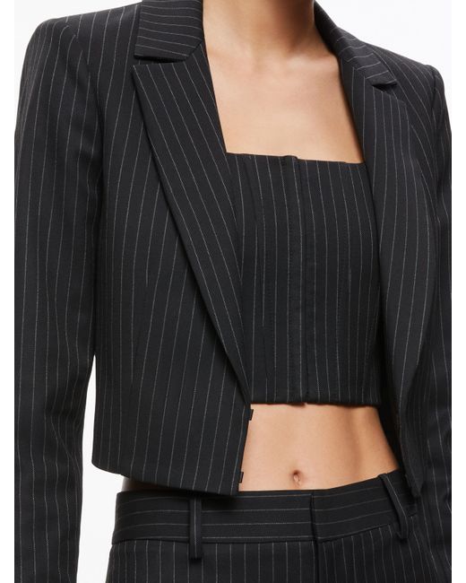 Alice Olivia Mya Crpd Ntch Col Ftd Blzr In Black Lyst