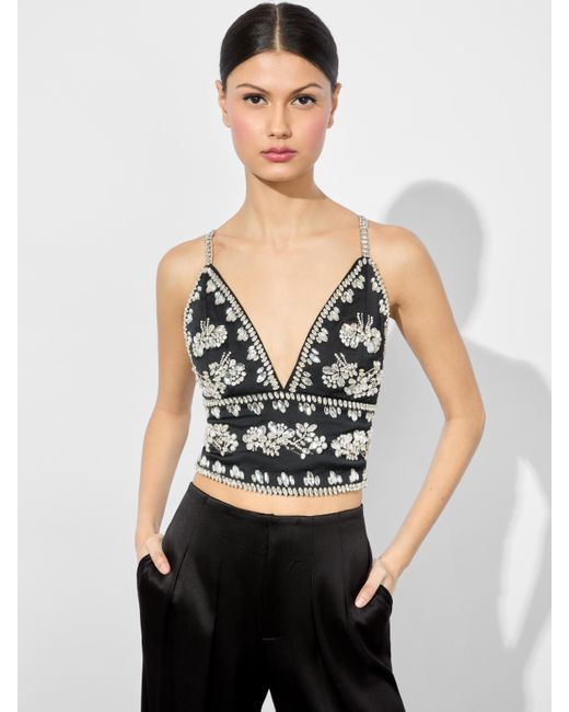 Alice + Olivia Carli Embellished Bra Top in Black | Lyst