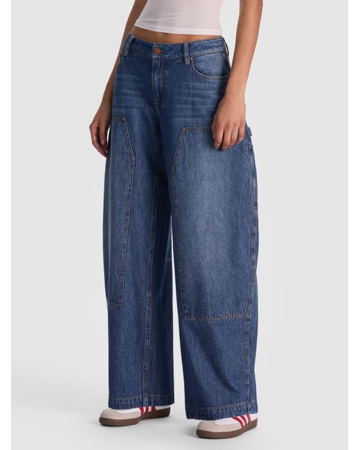 Alice + Olivia Andie Carpenter Barrel Jean in Blue | Lyst
