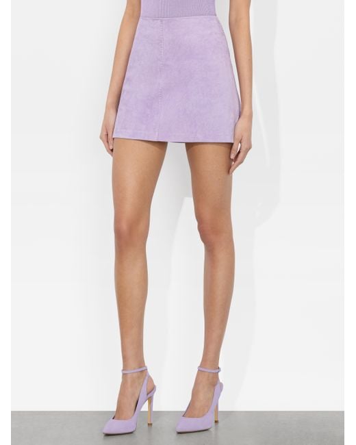 Alice + Olivia Riley Suede Mini Skirt in Purple | Lyst