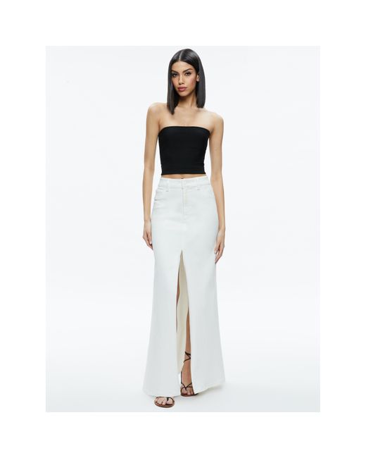 Alice + Olivia Rye High Rise Maxi Skirt in White | Lyst