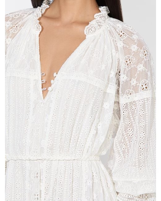 Alice + Olivia Alycen Eyelet Maxi Dress in White | Lyst