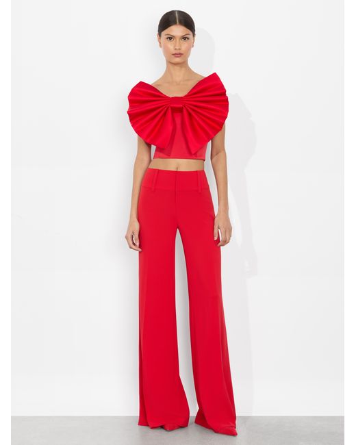 Alice + Olivia Sibella Bow Top in Red | Lyst