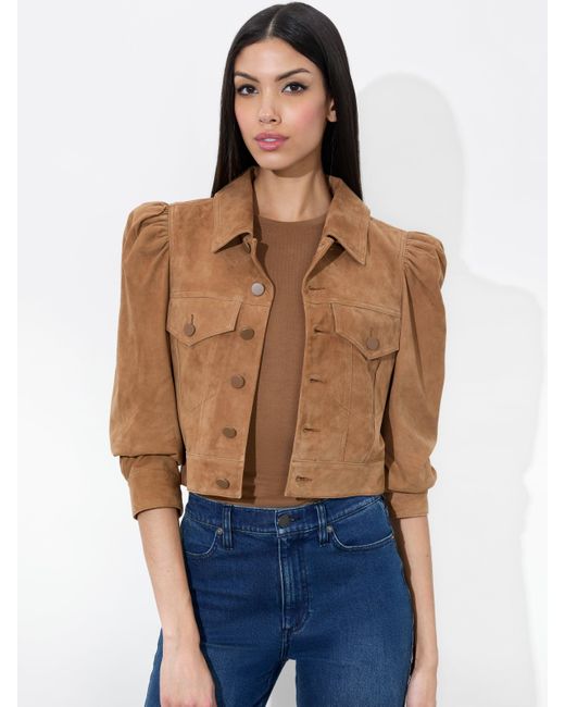 Alice + Olivia Lana Suede Jacket in Blue | Lyst