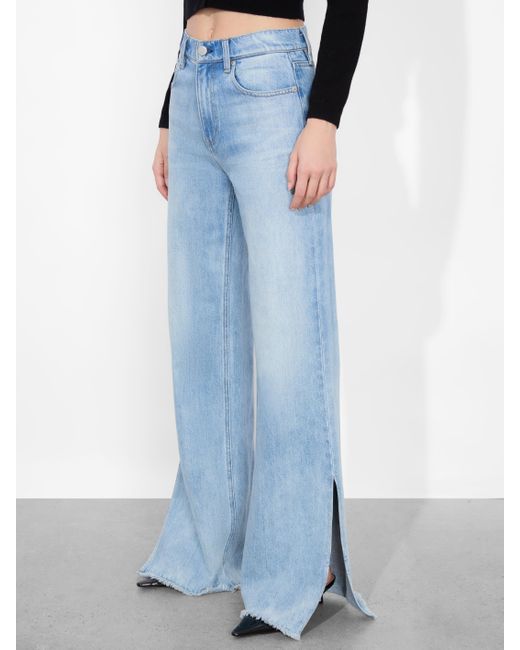 Alice + Olivia Weezy Slit Jean in Blue | Lyst