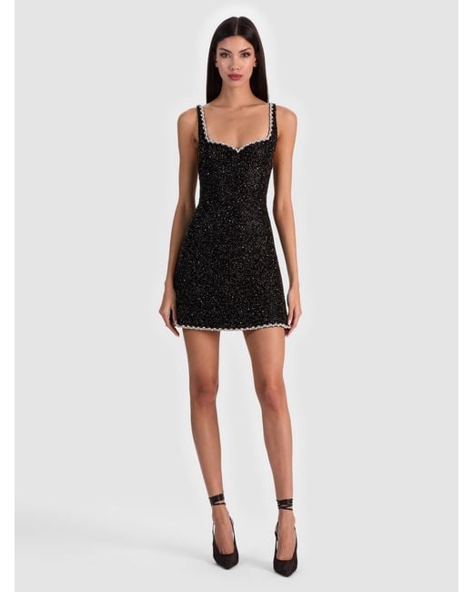 Alice + Olivia Eve Embellished Mini Dress in Blue | Lyst