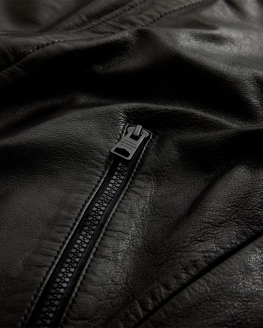 AllSaints Jade Tab Collar Leather Jacket in Black for Men | Lyst