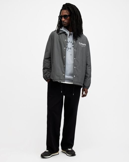 AllSaints Underground Logo Coach Jacket in Black for Men | Lyst