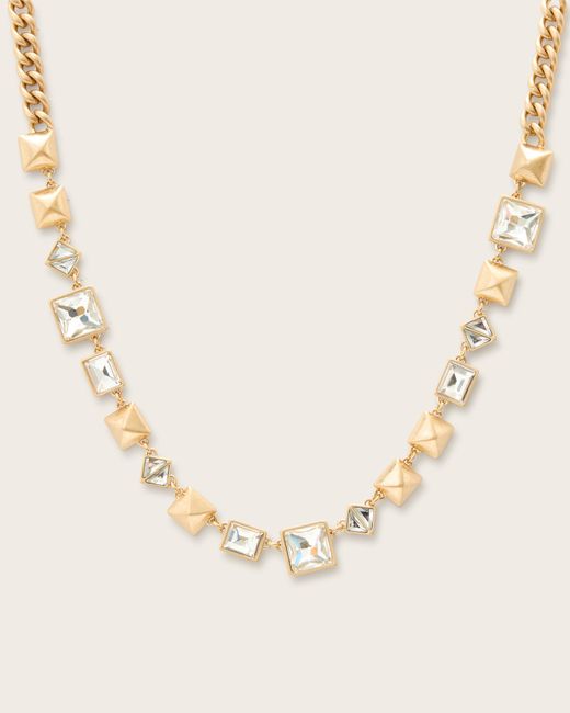 AllSaints Elora Hexagon Chain Necklace in Natural | Lyst