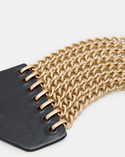 AllSaints Zora Wide Leather Chain Belt,, /Warm Brass | Lyst UK