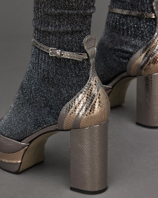 AllSaints Tia Metallic Platform Heels in White | Lyst