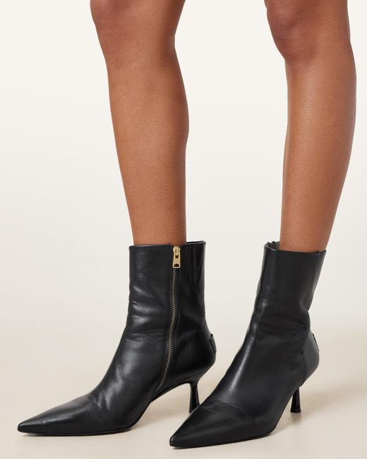 Stunning Black Leather Pointed Toe Boots Images