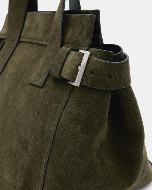 AllSaints Perez Suede Shoulder Tote Bag in Green | Lyst