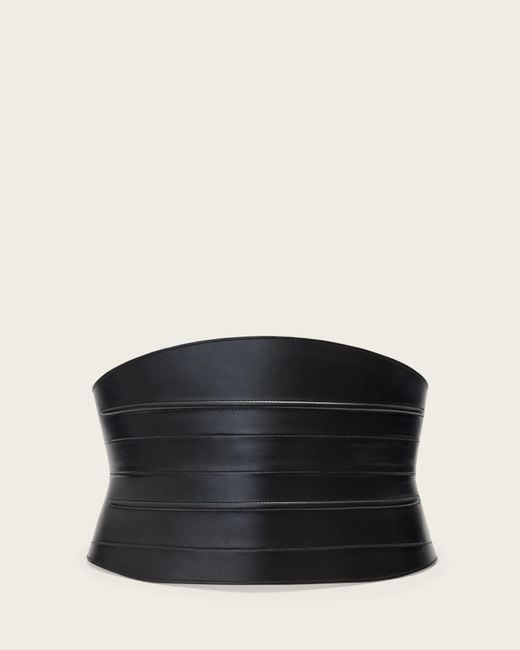 AllSaints Ceri Wide Leather Belt in Black | Lyst UK