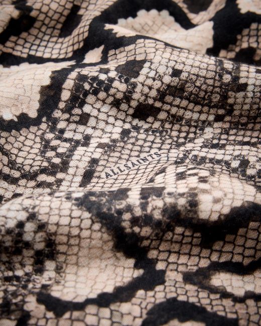 AllSaints Flow Snake Print Logo Pareo Scarf in White | Lyst