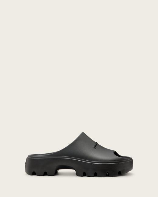 AllSaints Eclipse Flatform Logo Sliders in Black | Lyst