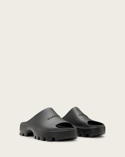 AllSaints Eclipse Flatform Logo Sliders in Black | Lyst