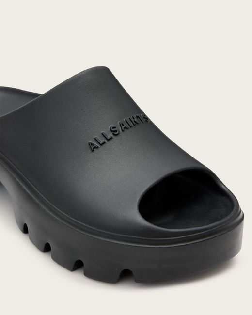 AllSaints Eclipse Flatform Logo Sliders in Black | Lyst