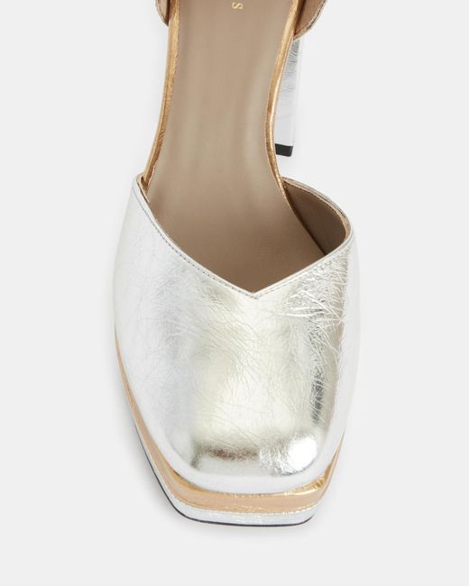 AllSaints Tiffany Metallic Square Platform Heels, in Natural | Lyst