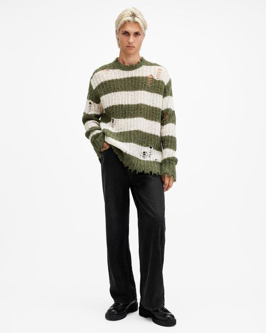 AllSaints Sid Oversized Crew Neck Jumper in Green for Men | Lyst Australia