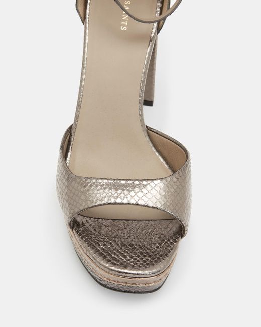 AllSaints Tia Metallic Platform Heels in White | Lyst