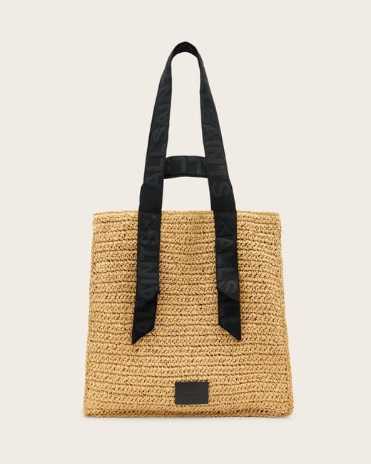 AllSaints Lullah Woven Straw Tote Bag in Natural | Lyst