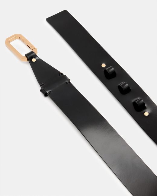 AllSaints Helma Leather Carabiner Belt,, /Warm Brass in Black | Lyst