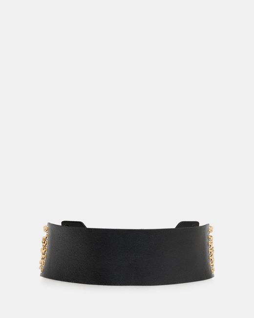 AllSaints Zora Wide Leather Chain Belt,, /Warm Brass | Lyst