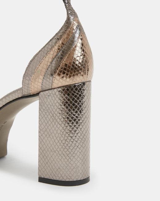 AllSaints Tia Metallic Platform Heels in White | Lyst