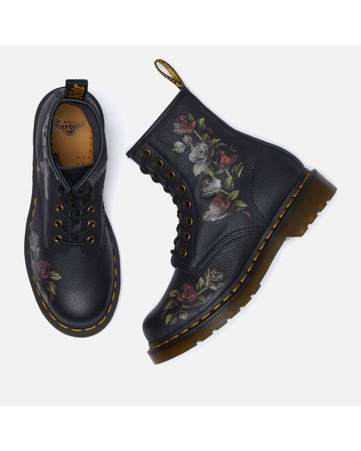 Dr. Martens 1460 Decayed Roses Leather Boots in Black | Lyst