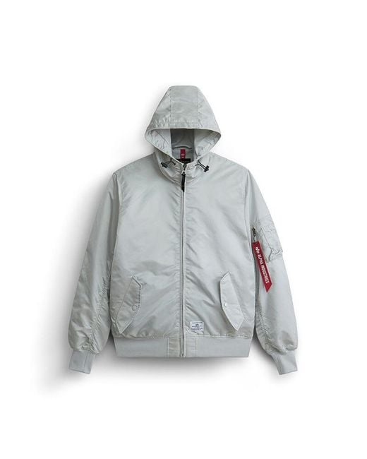Alpha Industries L-2b Hooded Gen Ii Bomber Jacket in Gray for Men | Lyst
