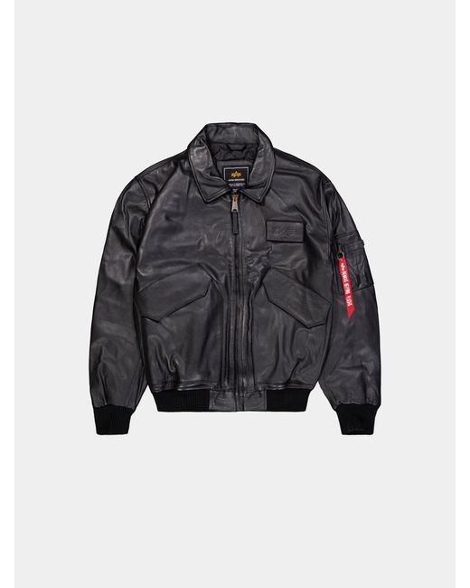 Alpha Industries Cwu 45/p Leather Bomber Jacket (heritage) in Black | Lyst