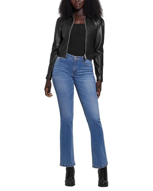 Guess S Fancy Zipped Faux Leather Jacket in Black | Lyst
